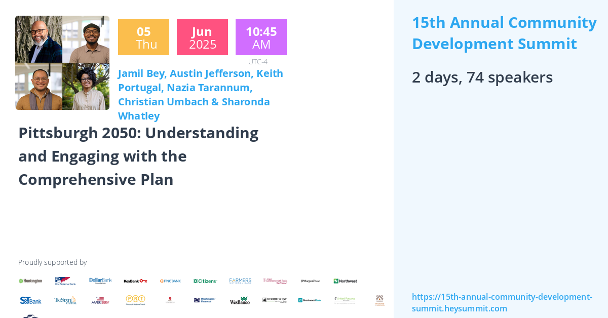 Pittsburgh 2050: Understanding and Engaging with the Comprehensive Plan