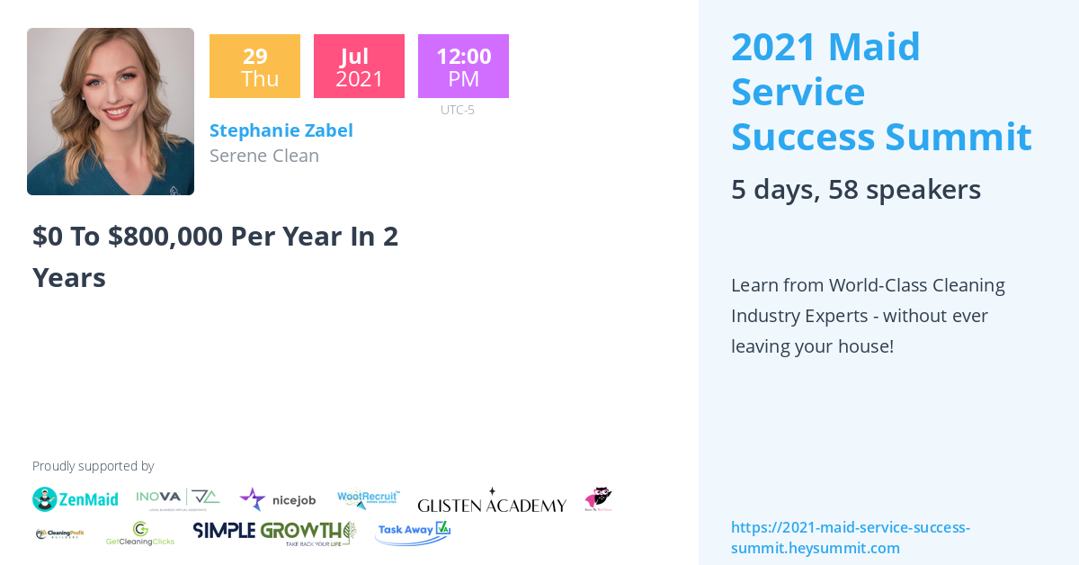 Stephanie Zabel - 2021 Maid Service Success Summit