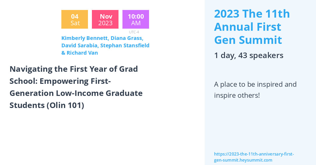 Navigating the First Year of Grad School: Empowering First-Generation ...