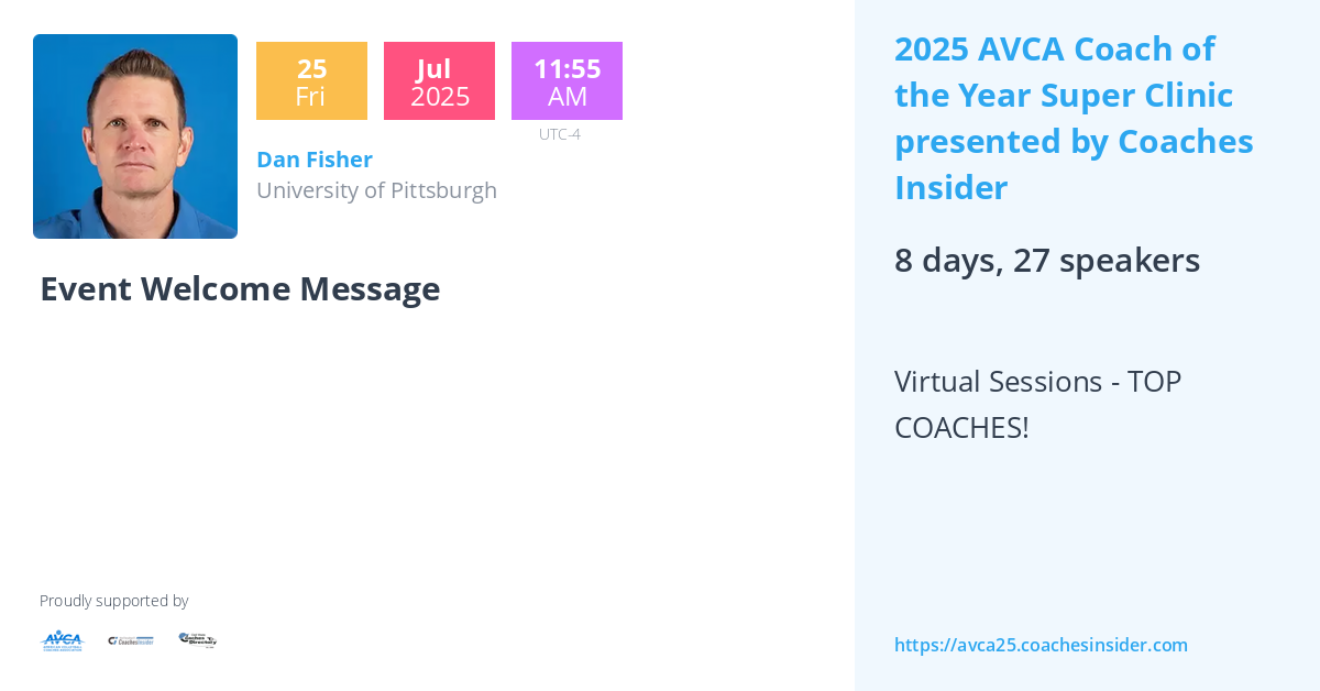 Dan Fisher - 2025 AVCA Coach of the Year Super Clinic presented by ...