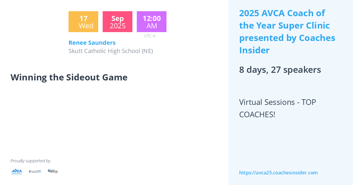 Renee Saunders - 2025 AVCA Coach of the Year Super Clinic presented by ...