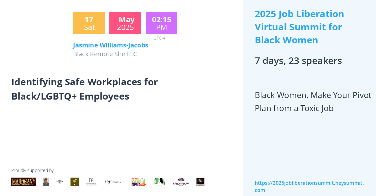 Jasmine Williams-Jacobs - 2025 Job Liberation Virtual Summit for Black ...
