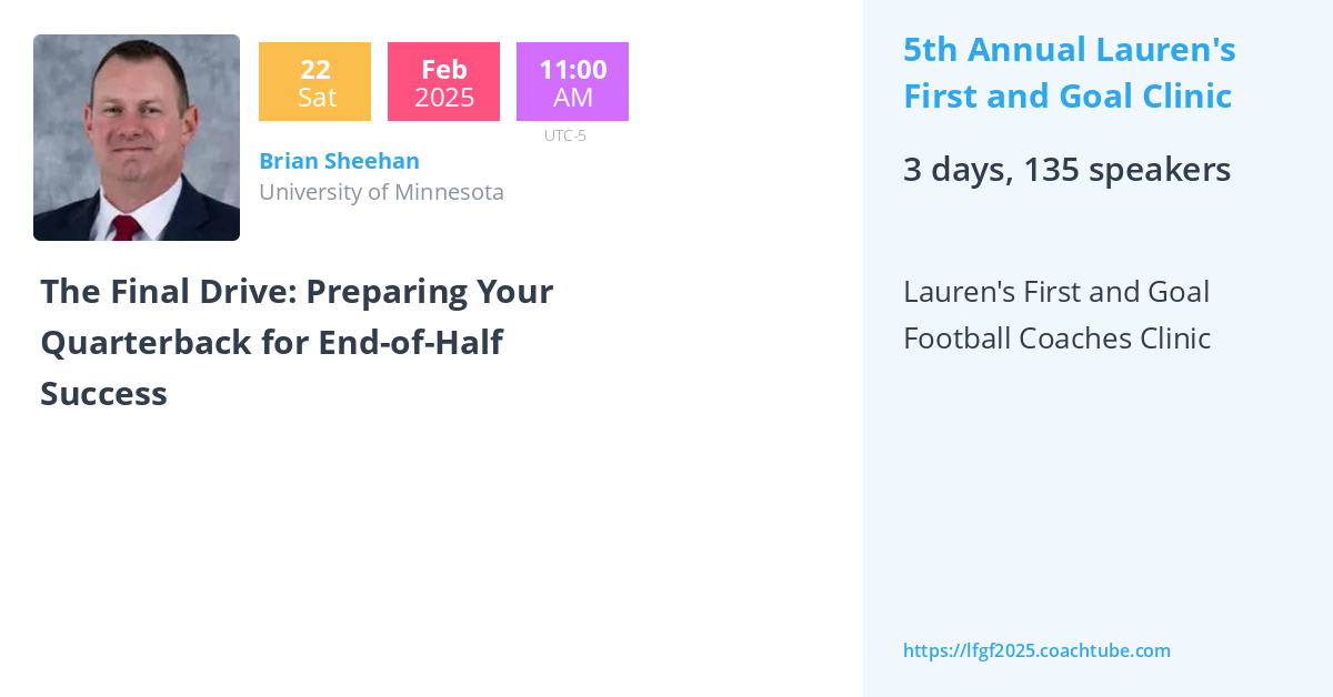 Brian Sheehan - 5th Annual Lauren's First and Goal Clinic