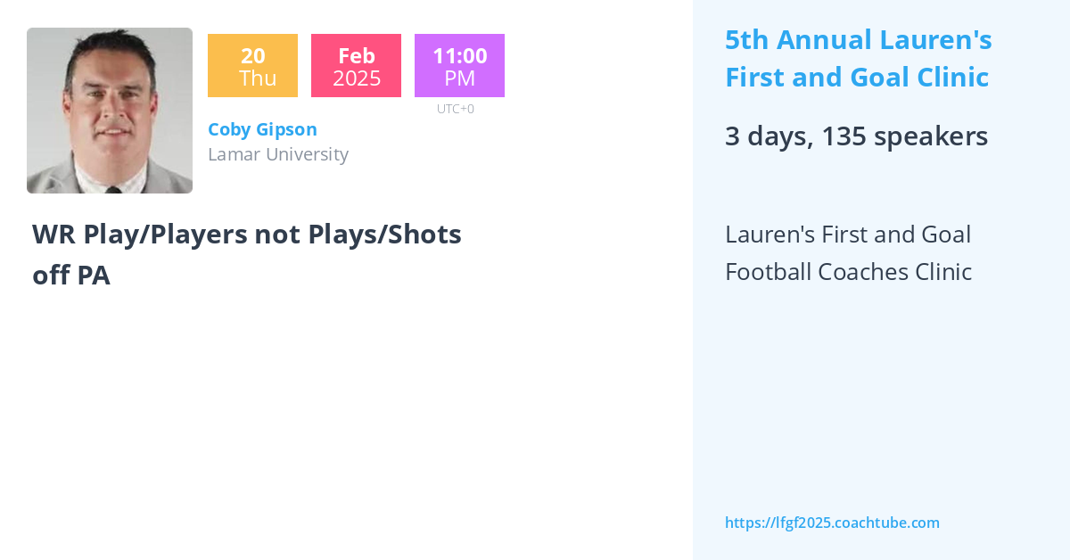 Coby Gipson - 5th Annual Lauren's First and Goal Clinic