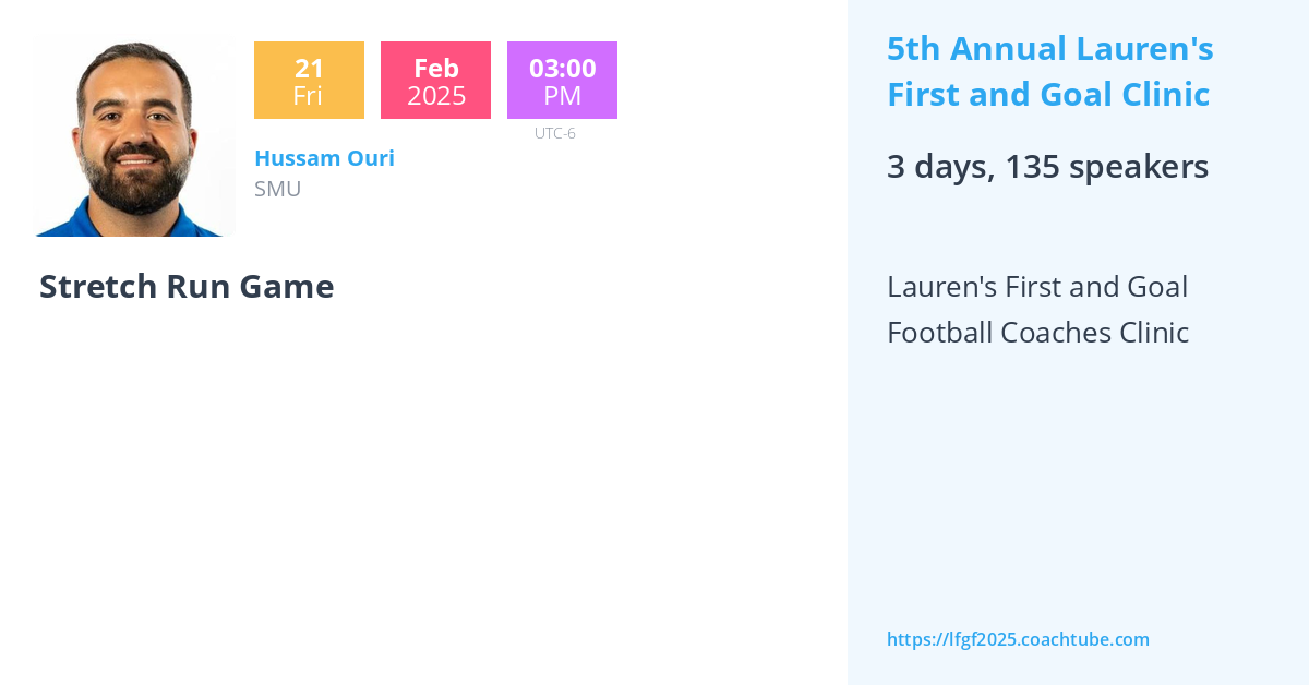 Hussam Ouri - 5th Annual Lauren's First and Goal Clinic