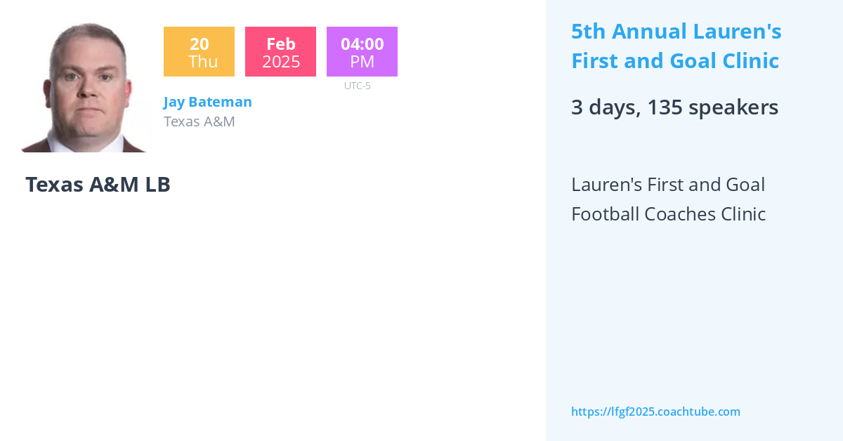 Jay Bateman - 5th Annual Lauren's First and Goal Clinic