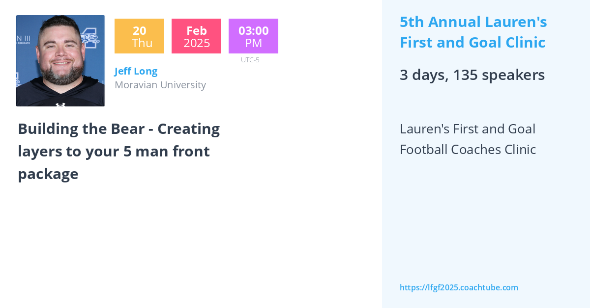 Jeff Long - 5th Annual Lauren's First and Goal Clinic