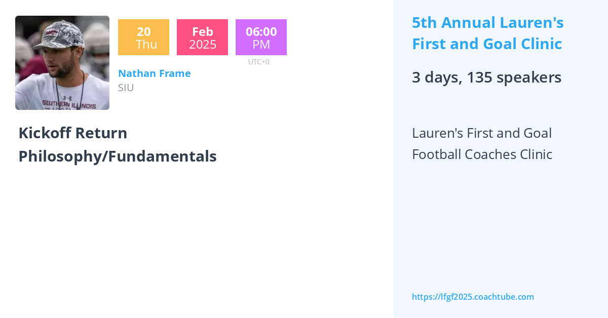 Nathan Frame - 5th Annual Lauren's First and Goal Clinic