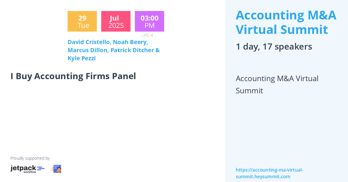 Marcus Dillon - Accounting M&A Virtual Summit