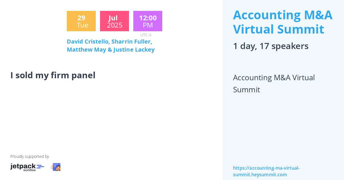 Matthew May - Accounting M&A Virtual Summit