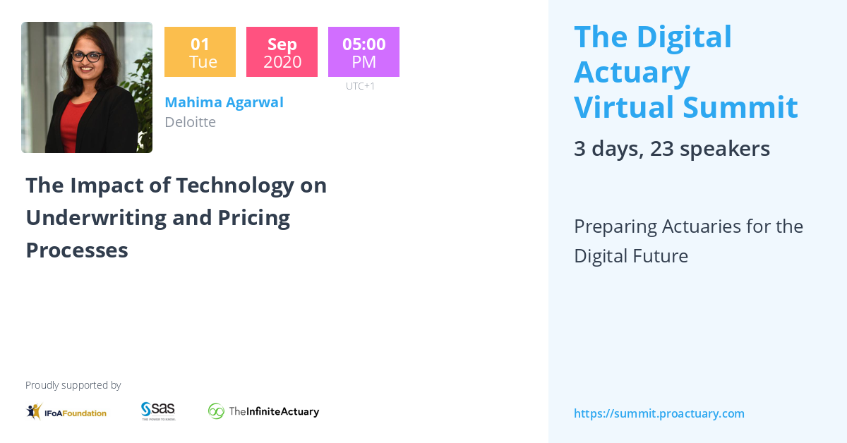Mahima Agarwal - The Digital Actuary Virtual Summit