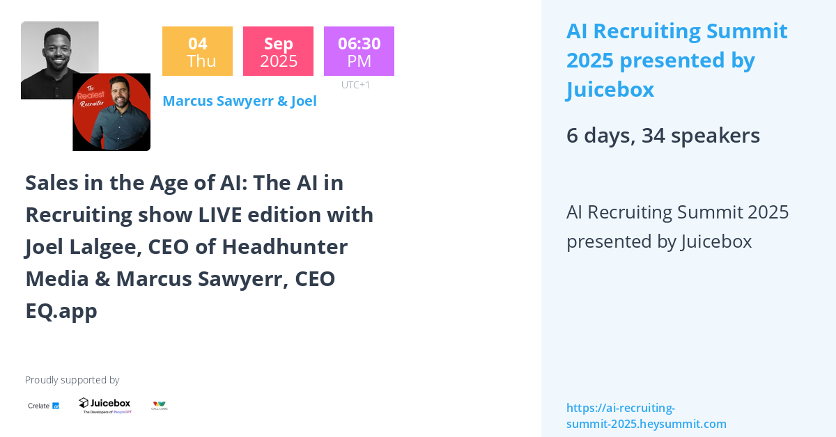Marcus Sawyerr - AI Recruiting Summit 2025 presented by Juicebox