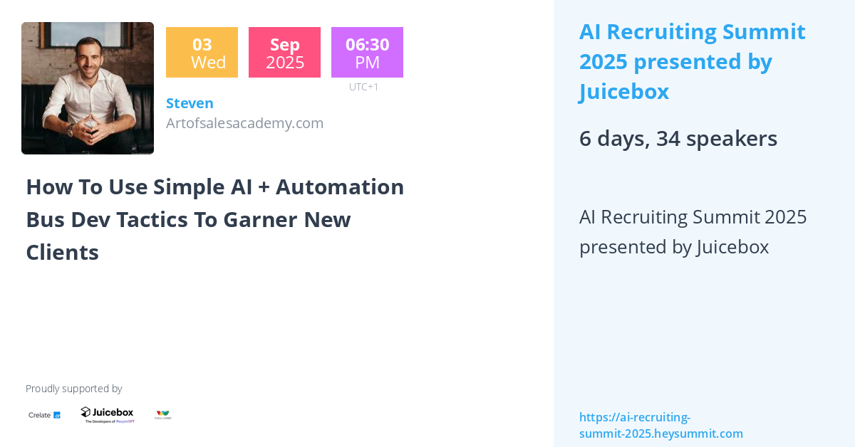 Steven - AI Recruiting Summit 2025 presented by Juicebox