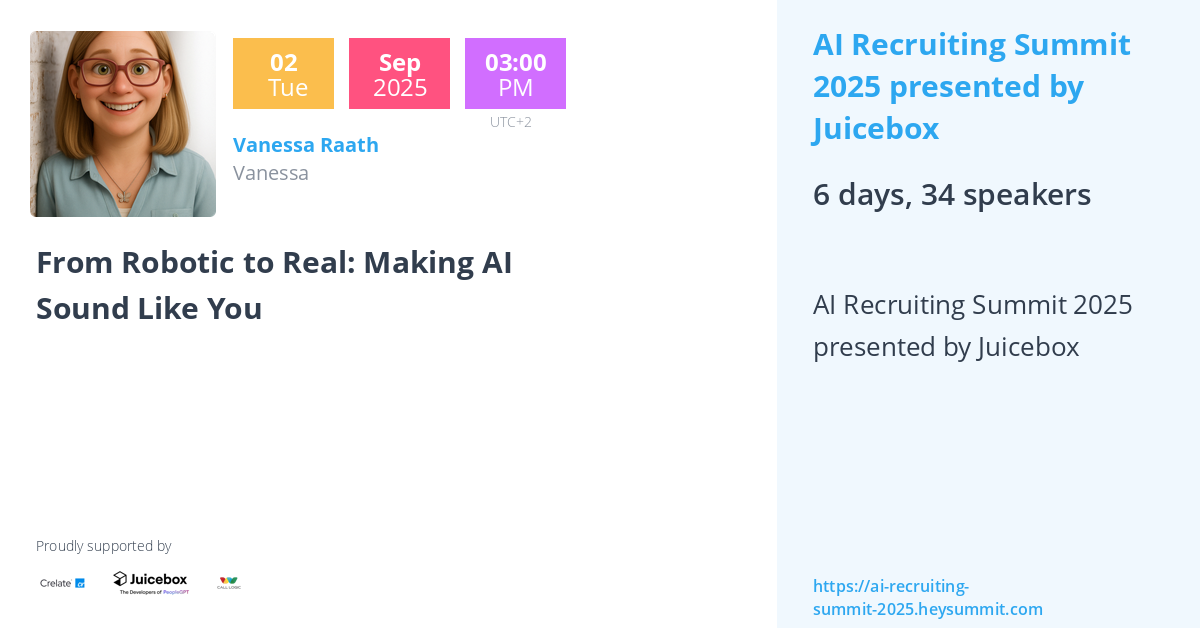 Vanessa Raath - AI Recruiting Summit 2025 presented by Juicebox