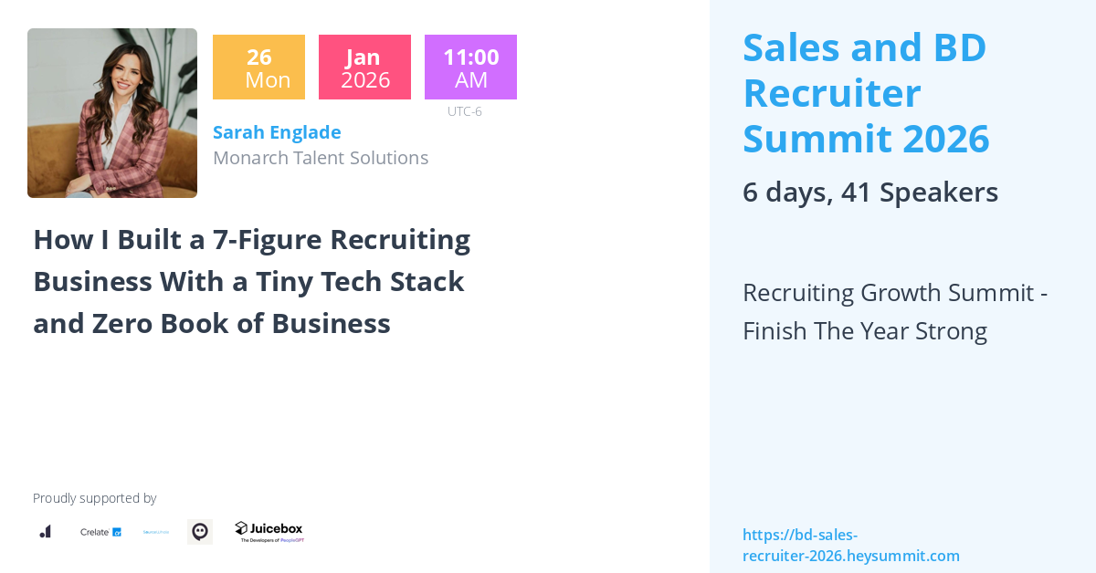 Sarah Englade - Sales and BD Recruiter Summit 2026