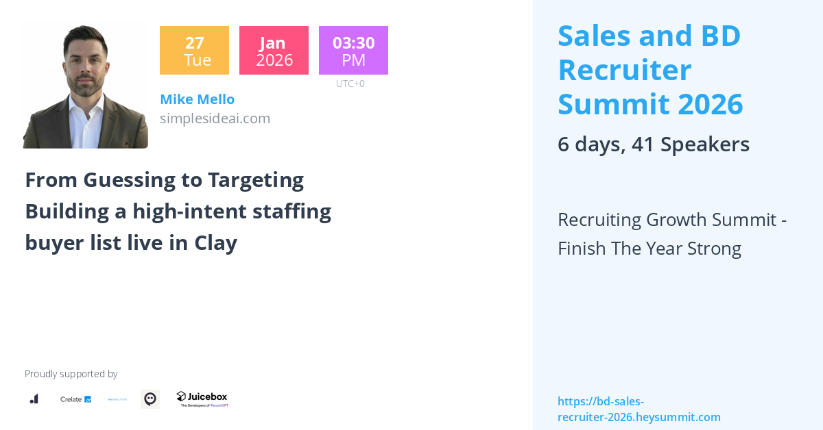Mike Mello - Sales and BD Recruiter Summit 2026