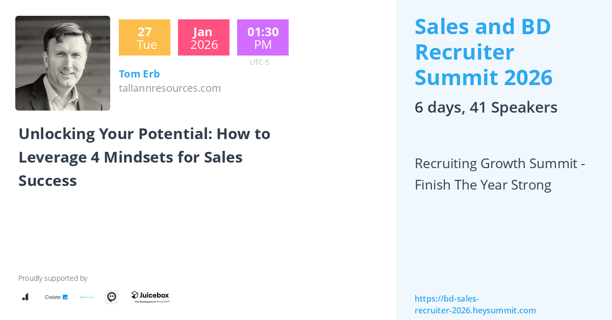 Tom Erb - Sales and BD Recruiter Summit 2026