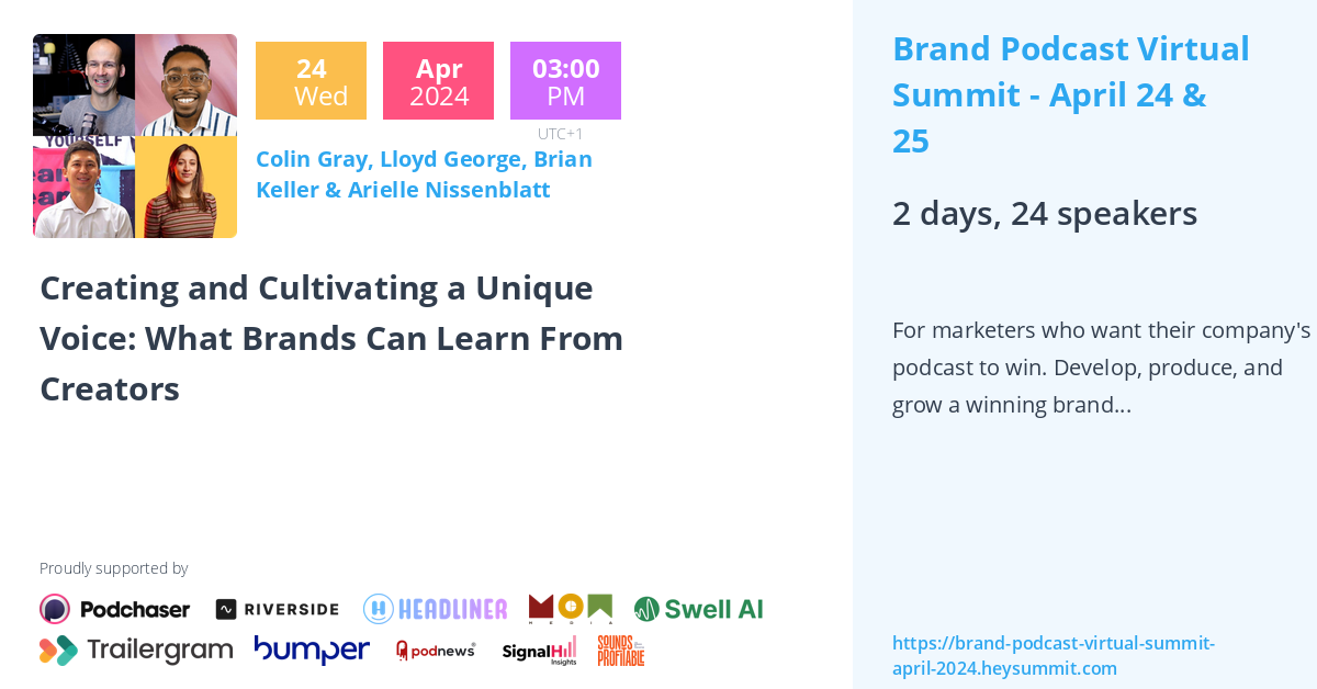 Brian Keller - Brand Podcast Virtual Summit - April 24 & 25