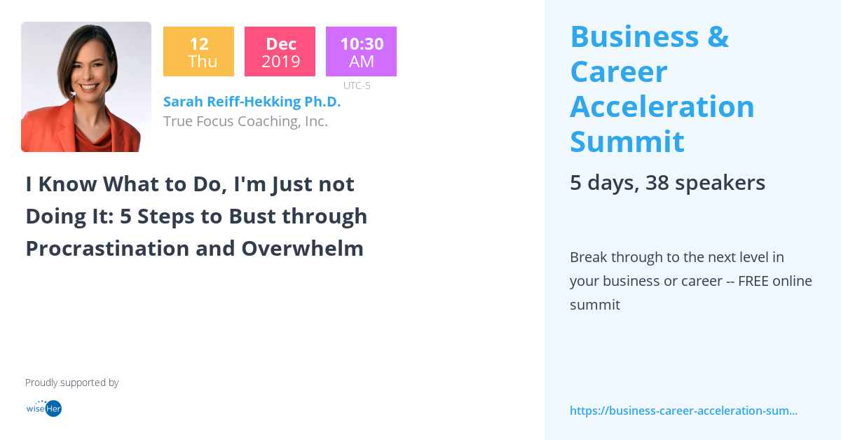 Sarah Reiff-Hekking Ph.D. - Business & Career Acceleration Summit