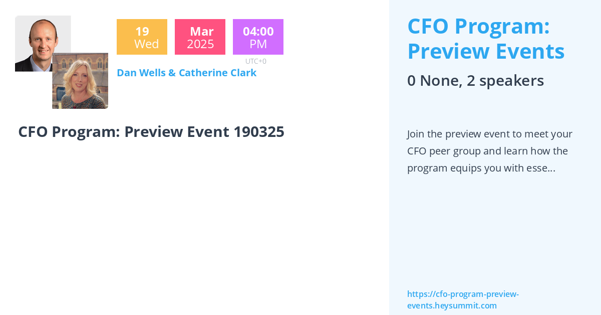CFO Program: Preview Event 190325