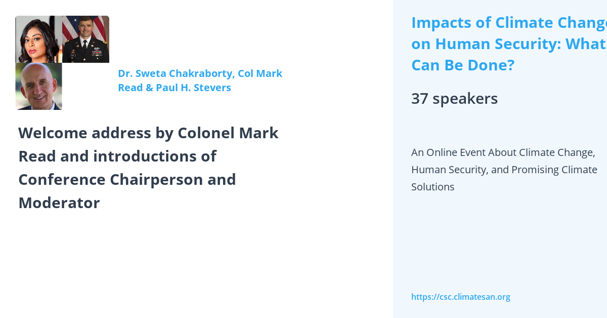 Welcome address by Colonel Mark Read and introductions of Conference ...