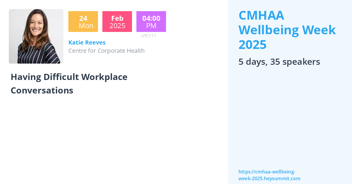 Katie Reeves - CMHAA Wellbeing Week 2025