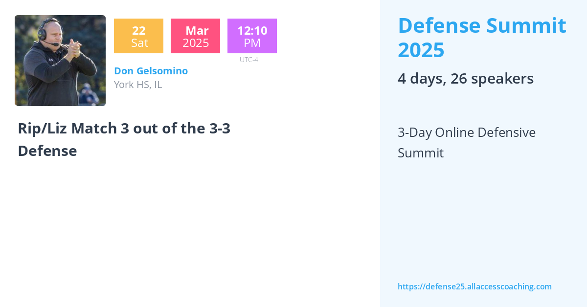 Rip/Liz Match 3 out of the 3-3 Defense
