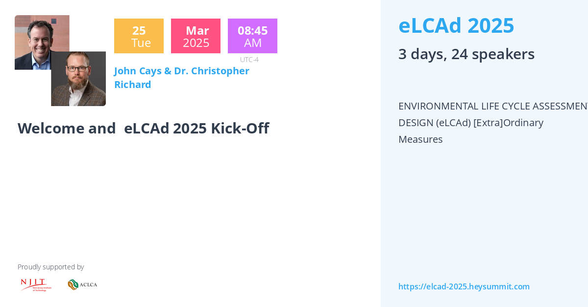 Welcome and eLCAd 2025 Kick-Off