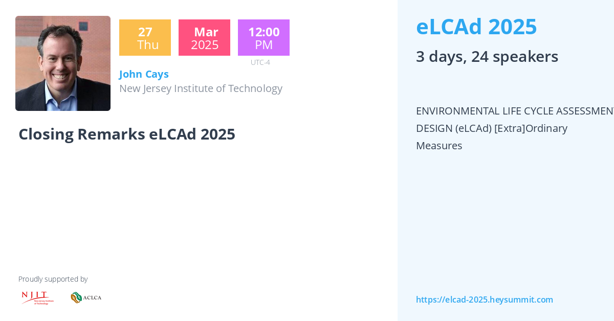 Closing Remarks eLCAd 2025