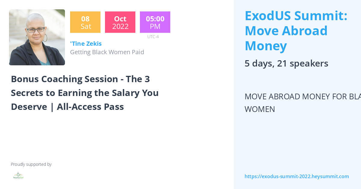 'Tine Zekis - ExodUS Summit: Move Abroad Money