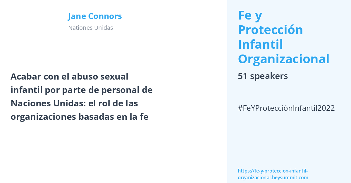 Jane Connors - Fe y Protección Infantil Organizacional