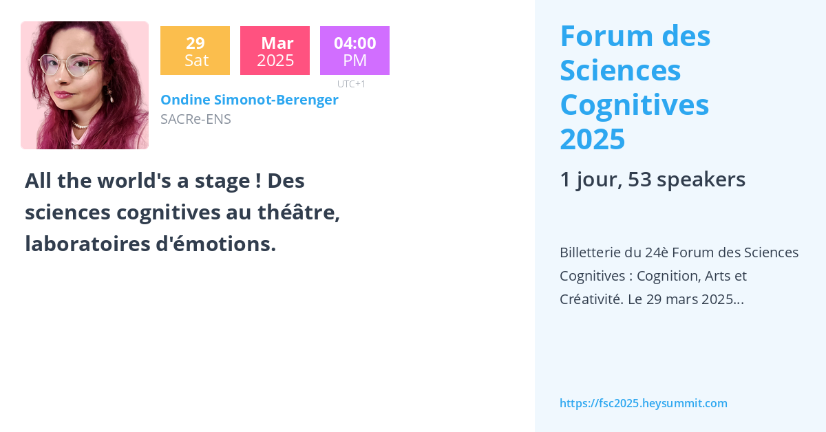 All the world's a stage ! Des sciences cognitives au théâtre, laboratoires d'émotions.