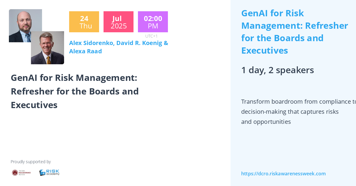 GenAI for Risk Management: Refresher for the Boards and Executives