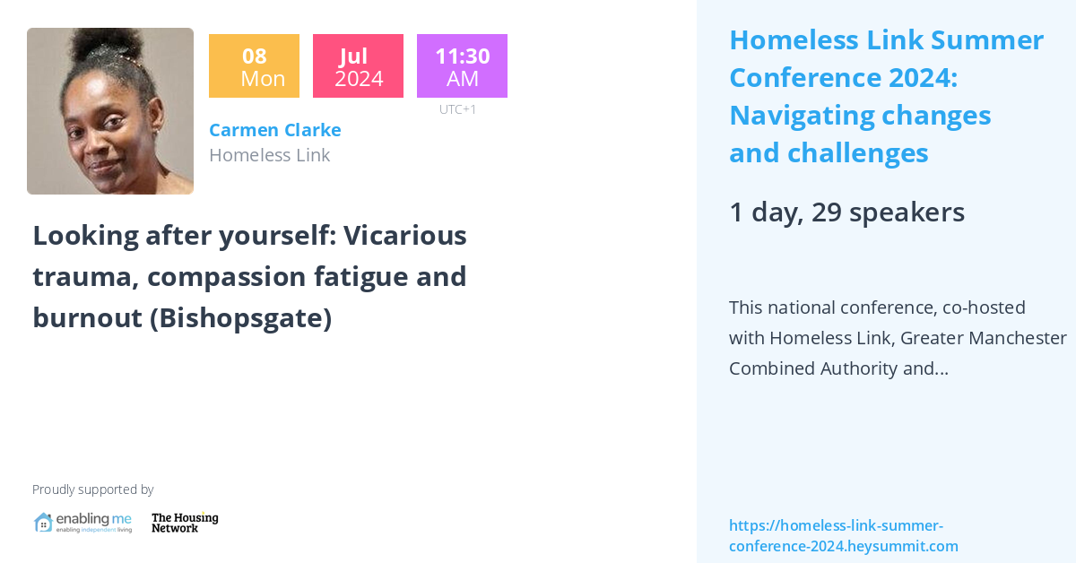Looking after yourself: Vicarious trauma, compassion fatigue and burnout (Bishopsgate)