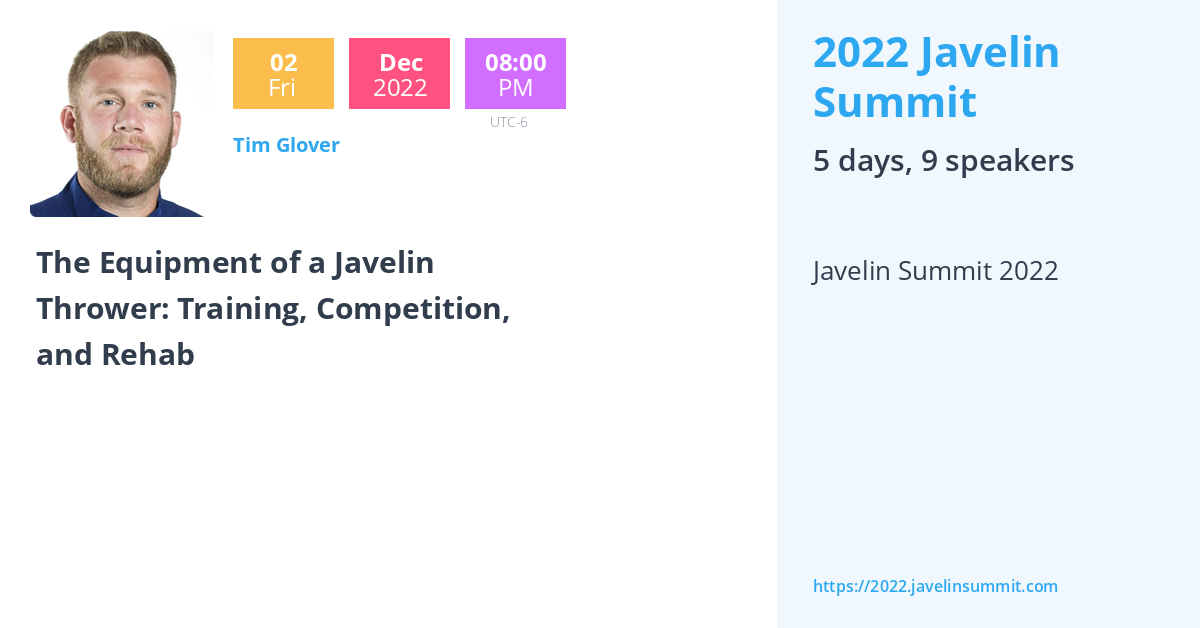 The Equipment of a Javelin Thrower: Training, Competition, and Rehab