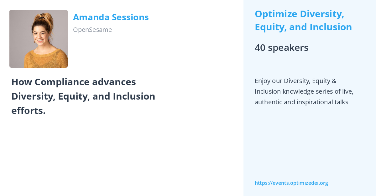 Amanda Sessions - Optimize Diversity, Equity, and Inclusion