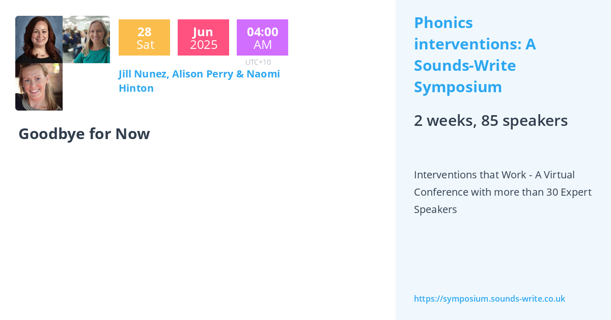 Alison Perry - Phonics interventions: A Sounds-Write Symposium