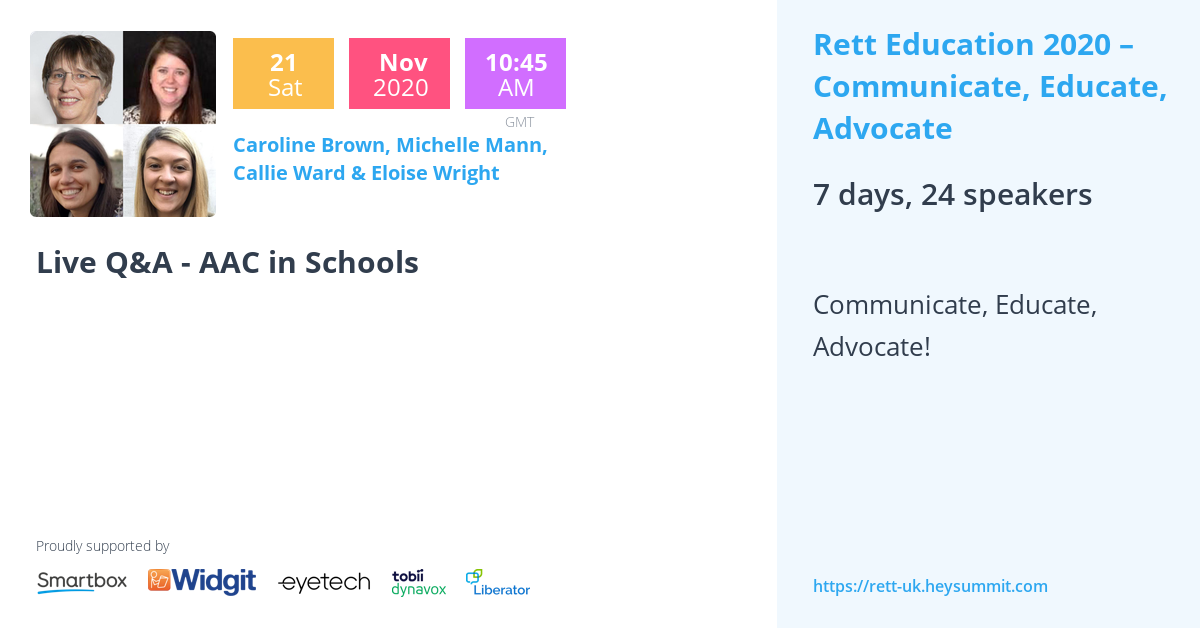 Eloise Wright - Rett Education 2020 – Communicate, Educate, Advocate