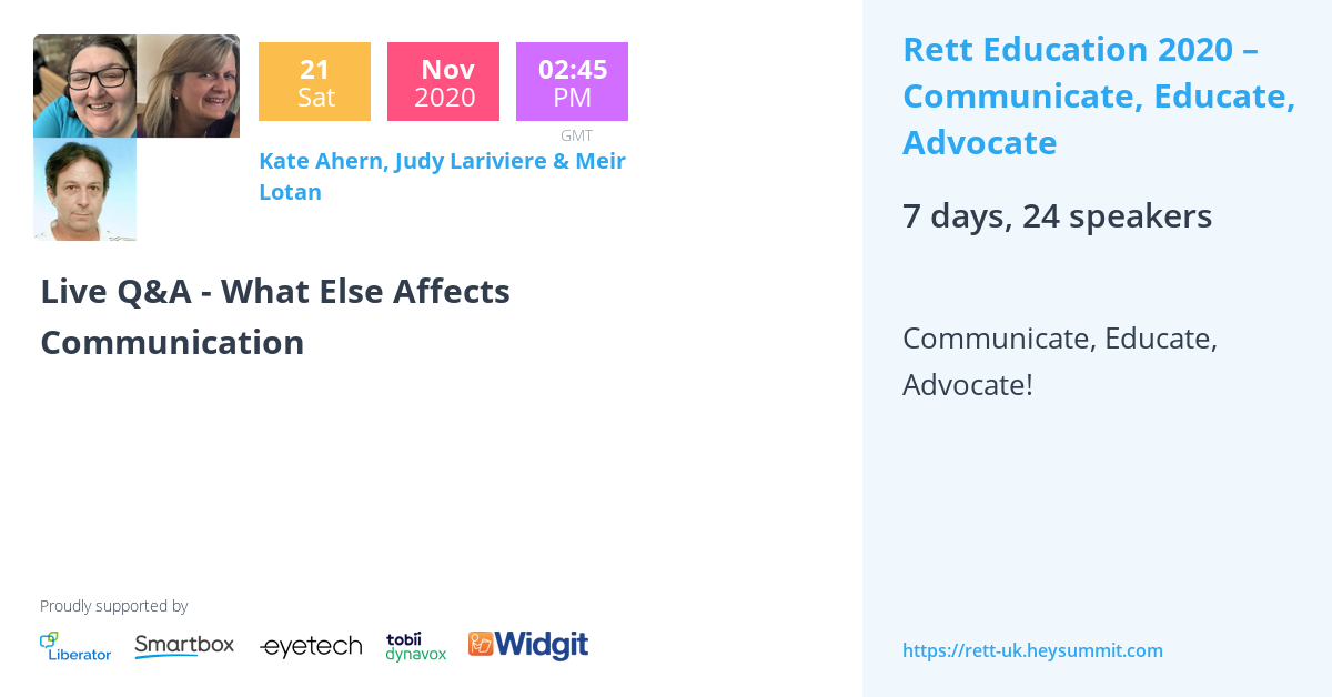 Kate Ahern - Rett Education 2020 – Communicate, Educate, Advocate