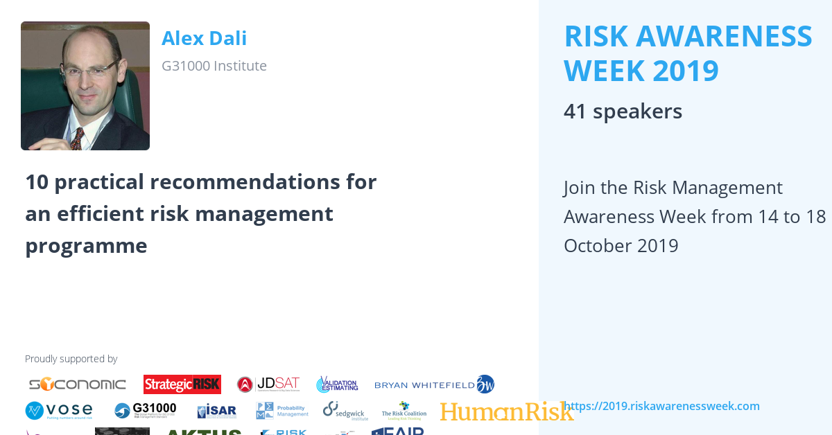 10 practical recommendations for an efficient risk management programme