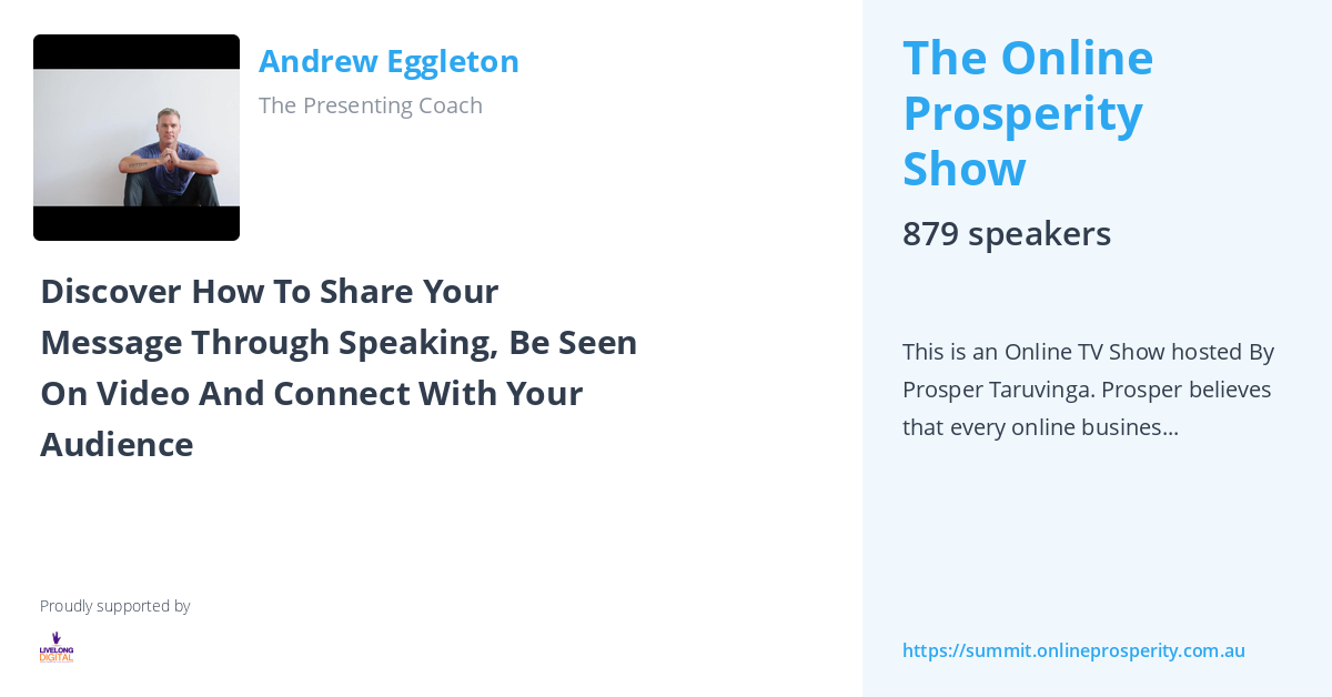 Discover How To Share Your Message Through Speaking, Be Seen On Video ...