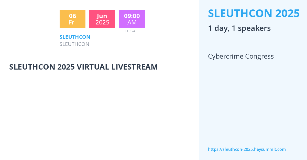 SLEUTHCON 2025 VIRTUAL LIVESTREAM
