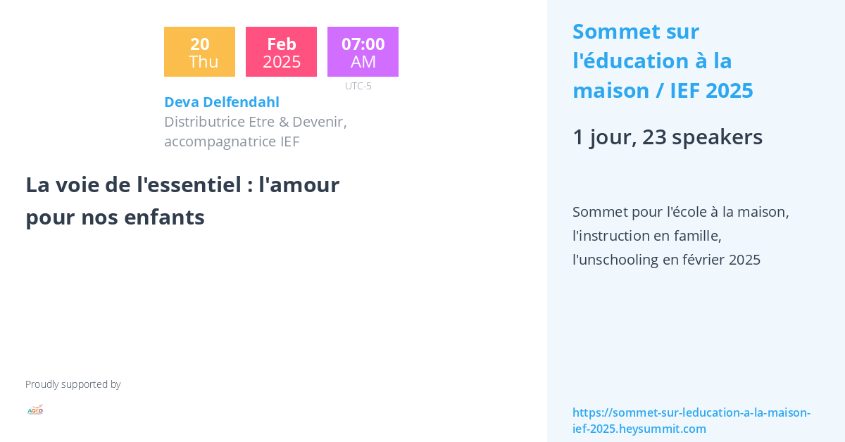 Deva Delfendahl - Sommet sur l'éducation à la maison / IEF 2025