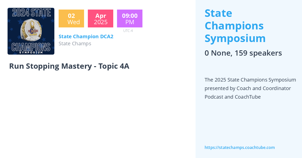 State Champion DCA2 - State Champions Symposium