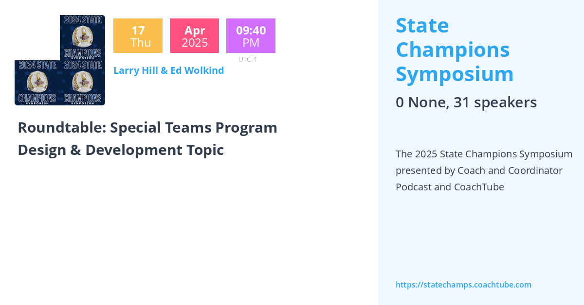 Roundtable: Special Teams Program Design & Development Topic