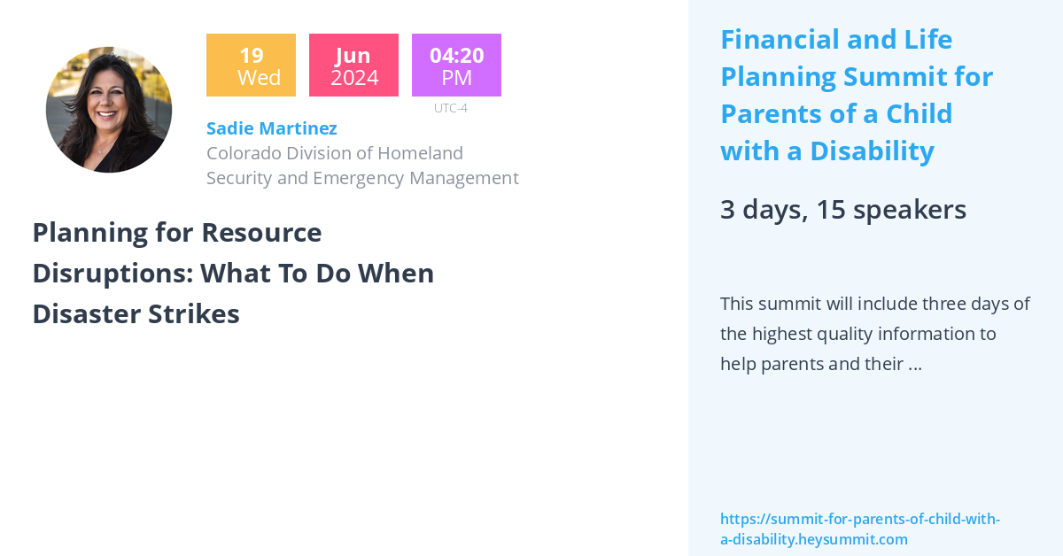 Planning for Resource Disruptions: What To Do When Disaster Strikes