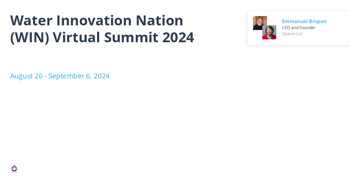 Speakers - Water Innovation Nation (WIN) Virtual Summit 2024