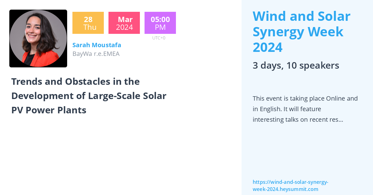 Sarah Moustafa - Wind and Solar Synergy Week 2024