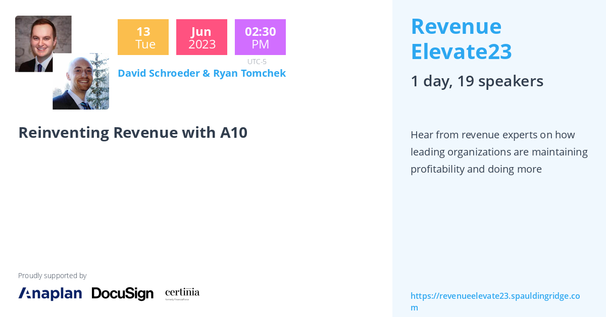 David Schroeder - Revenue Elevate23