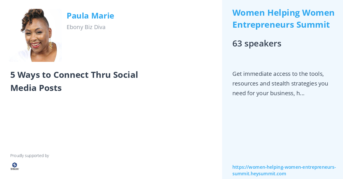 Paula Marie - Women Helping Women Entrepreneurs Summit